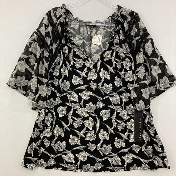 always indigo | Tops | New Always Indigo Size 3x Black White Floral V ...